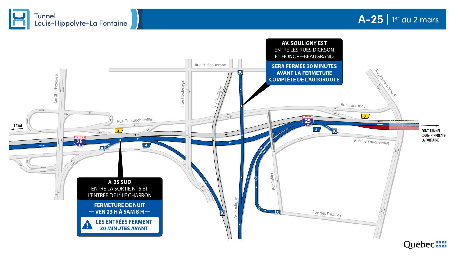 Fermetures majeures - Mobilité Montréal
